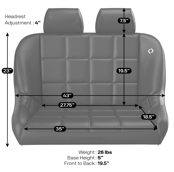 Corbeau Baja Bench w/ Headrests - 42 Inch-Broncograveyard.com